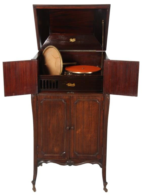 Mahogany Pathe Actuelle Floor Model Phonograph