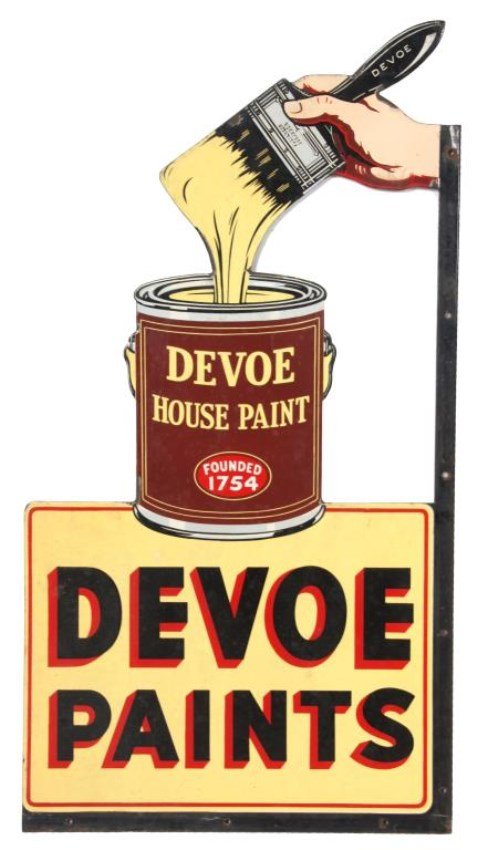 Large Devoe Paint 2 Sided Porcelain Sign