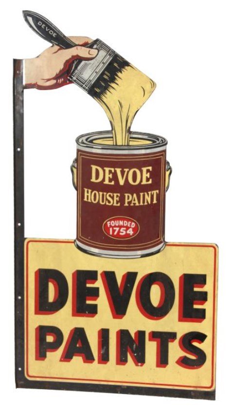 Large Devoe Paint 2 Sided Porcelain Sign