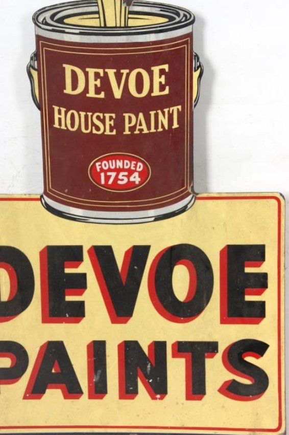 Large Devoe Paint 2 Sided Porcelain Sign