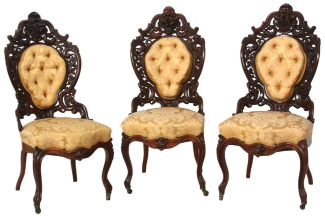 3 Pc. J&JW Meeks Hawkins Pattern Sidechairs
