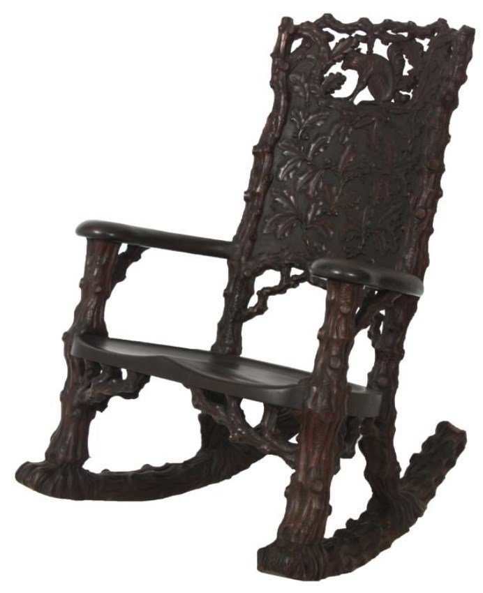Large Black Forest Carved Rocking Chair