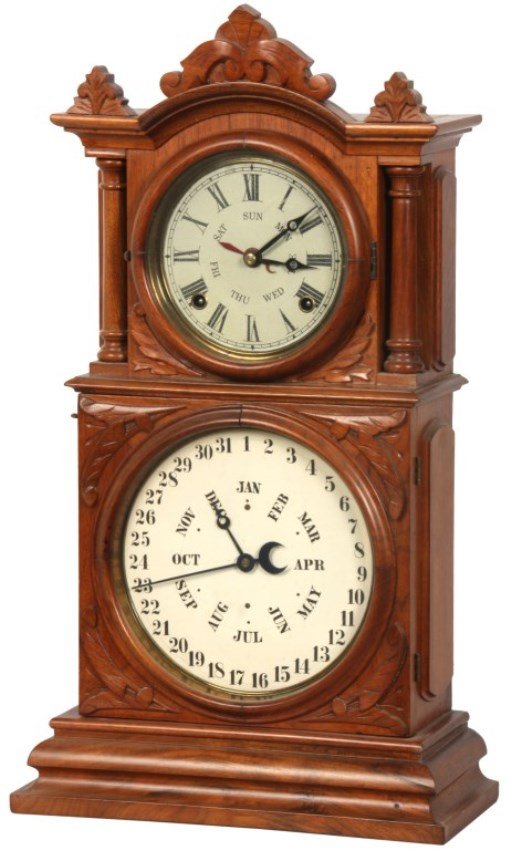 Double Dial Calendar Shelf Clock-ClockPrices.Com