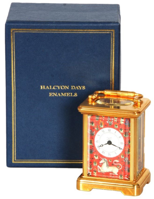 Halcyon Days Enamel & Brass Carriage Clock - Sep 27, 2014 | Fontaine's ...