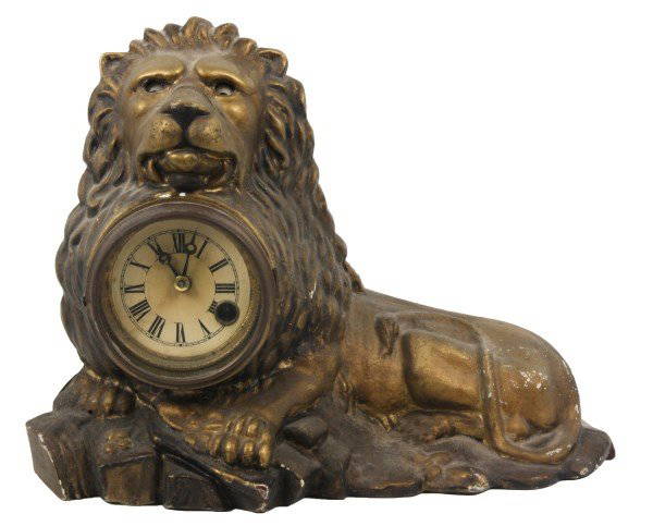 B&h Cast Iron Lion Blinking Eye Clock