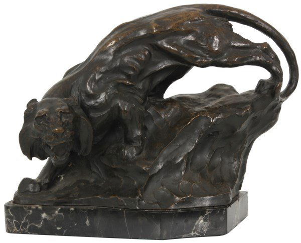 Raffaello Romanelli Bronze Tiger Sculpture