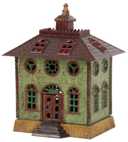 Large Cast Iron Toy State Bank