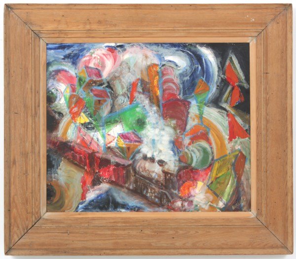 Signed Burliuk O/C Abstract Painting