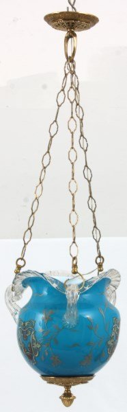 Enamel Decorated Art glass Hall Lamp