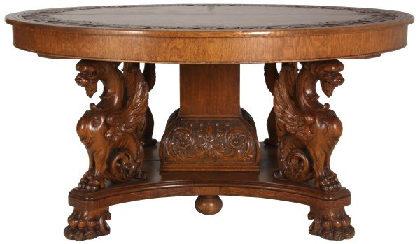 60 in. Oak Winged Griffin Dining Table - May 21, 2016 | Fontaine's ...