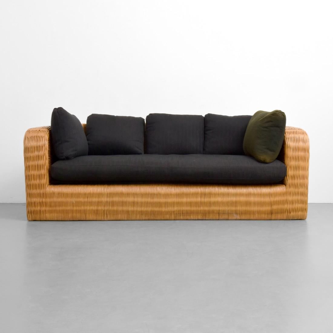 Karl Springer Wicker Pullman Sofa