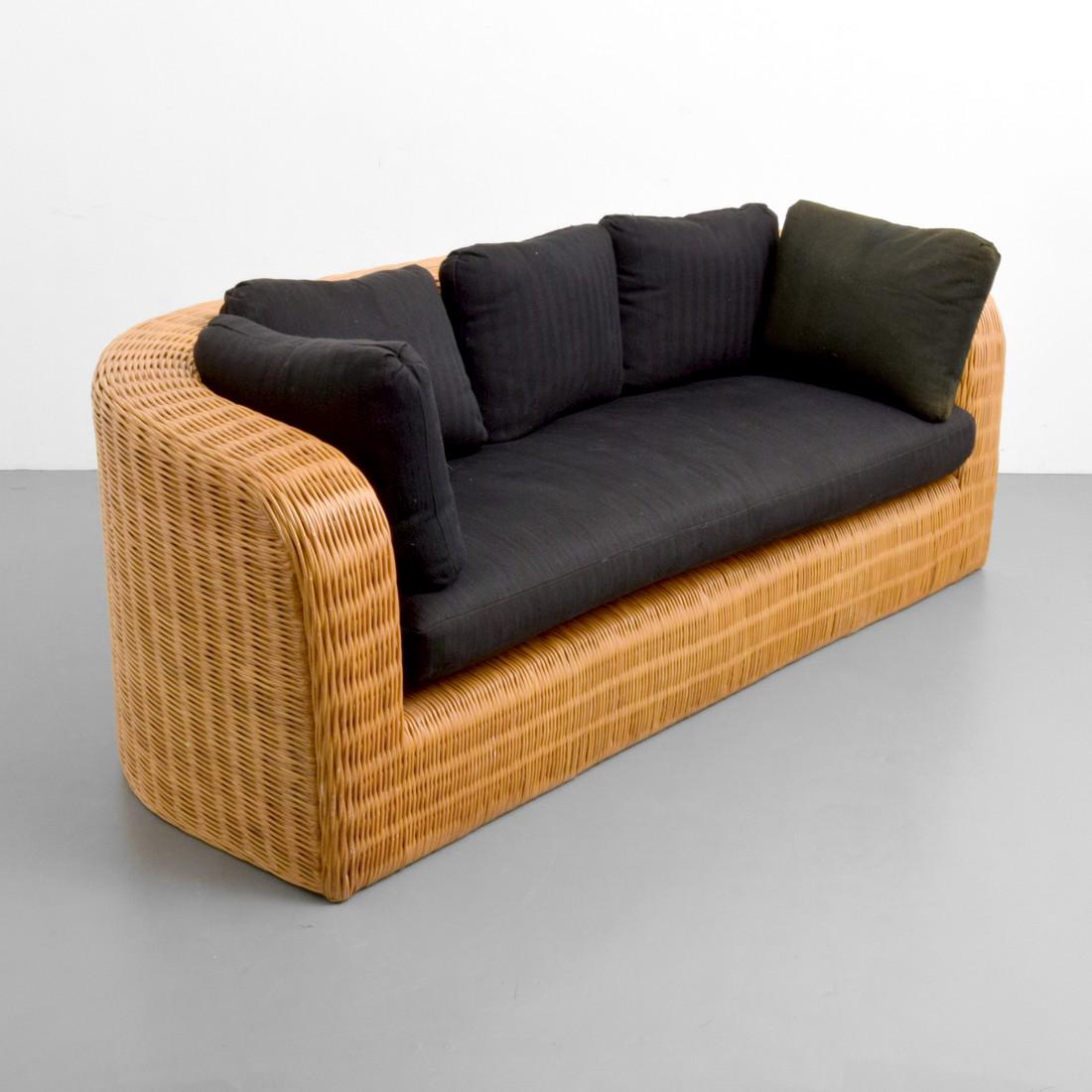 Karl Springer Wicker Pullman Sofa