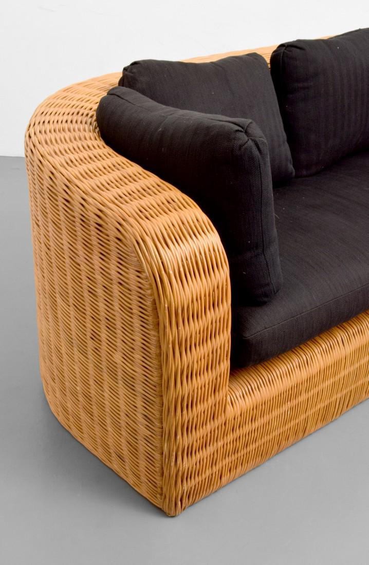 Karl Springer Wicker Pullman Sofa