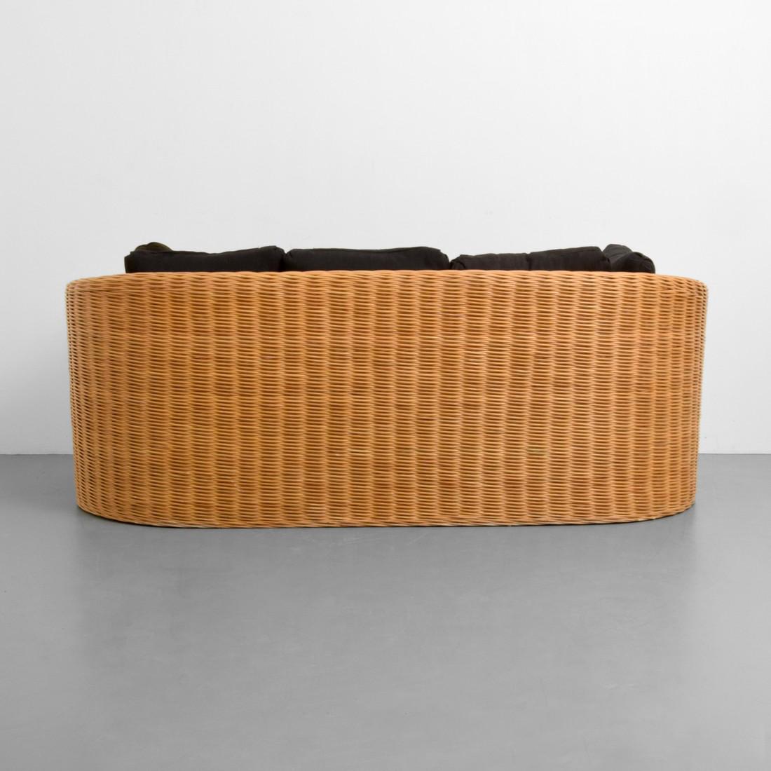 Karl Springer Wicker Pullman Sofa