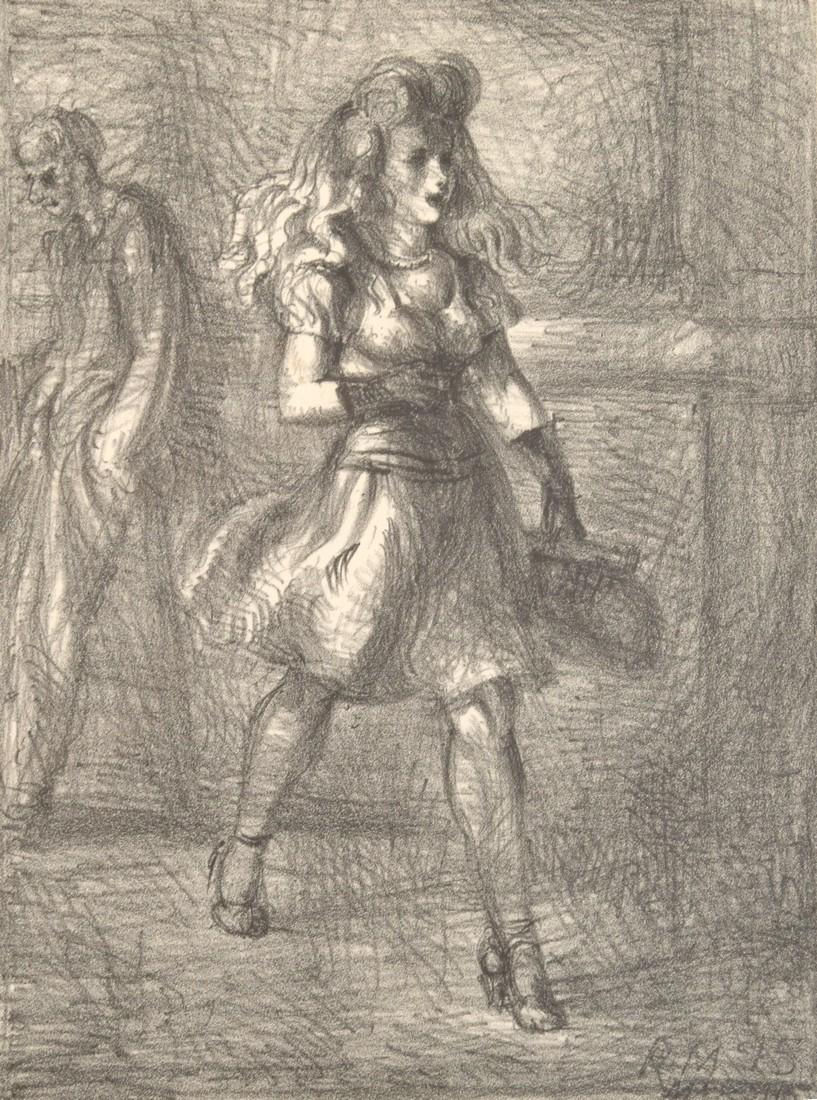 Reginald Marsh Lithograph, GIRL WALKING, Signed