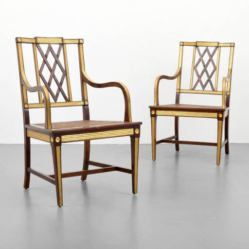 Pair Of Neo Classical Chairs, Gilt Details