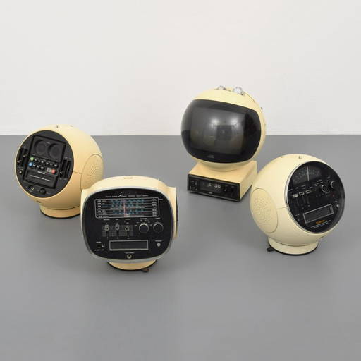 3 Space Age Radios/8 Track Players & 1 Tv/clock