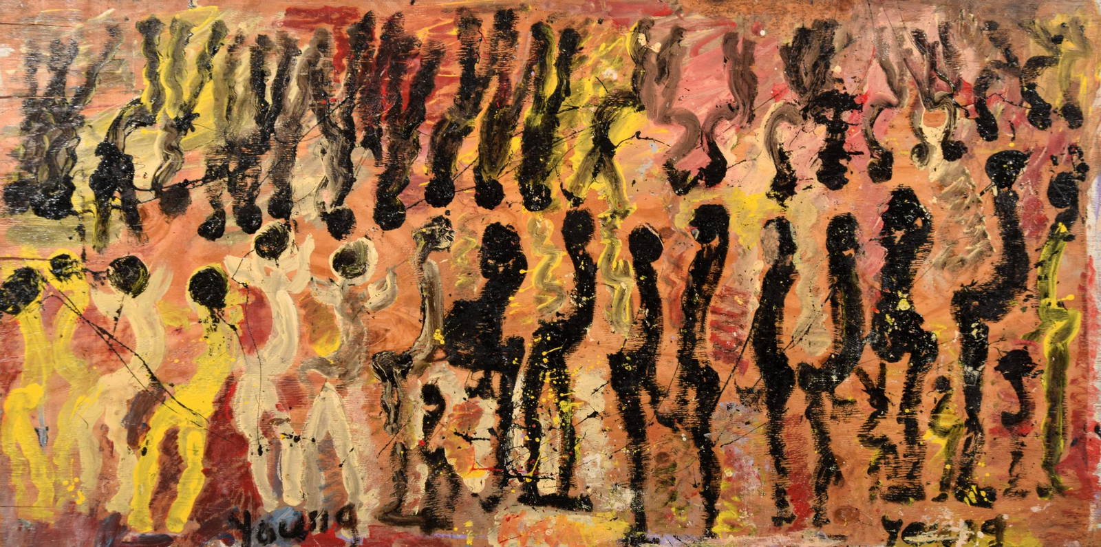 Massive Purvis Young Painting, Estate Of The Artist, 96"w Auction