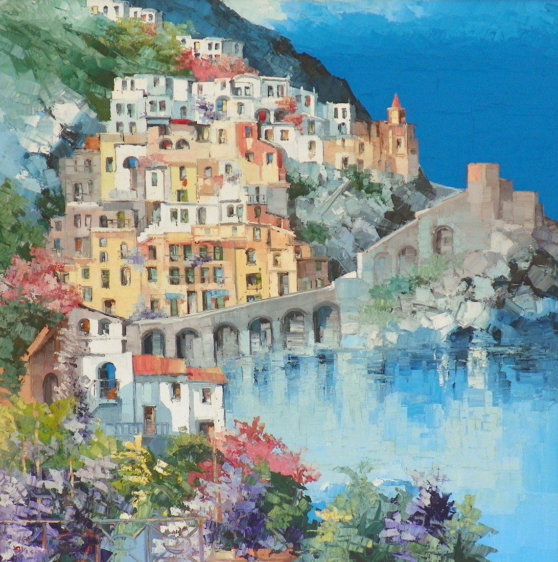 Large Antonio Di Viccaro "Amalfi" Painting