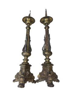 19th-century Italian Renaissance-style Bronze Altar Candlesticks ...