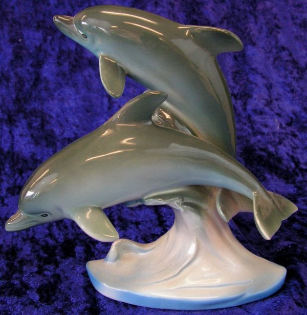 52: Vintage Japanese Porcelain Ocean Dolphins Figurines