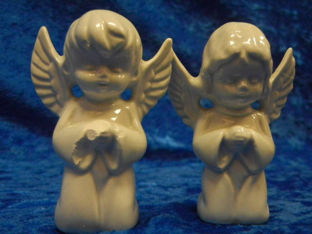 Set Of Two Vintage Porcelain Angels