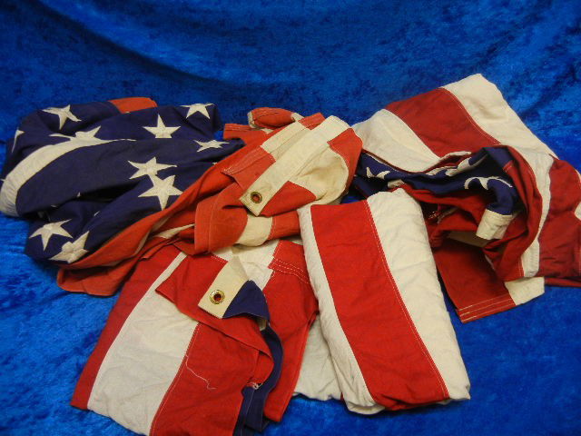 Vintage Box Of Three American Flags