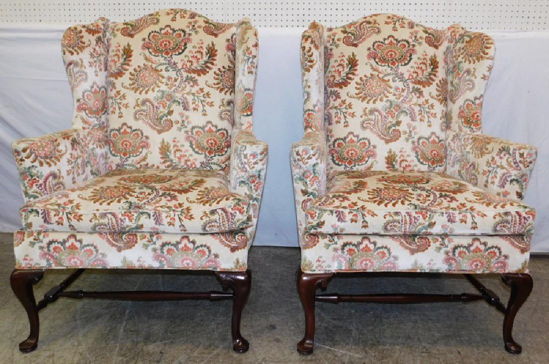 CREWEL UPHOLSTERED WINGBACK CHAIR.