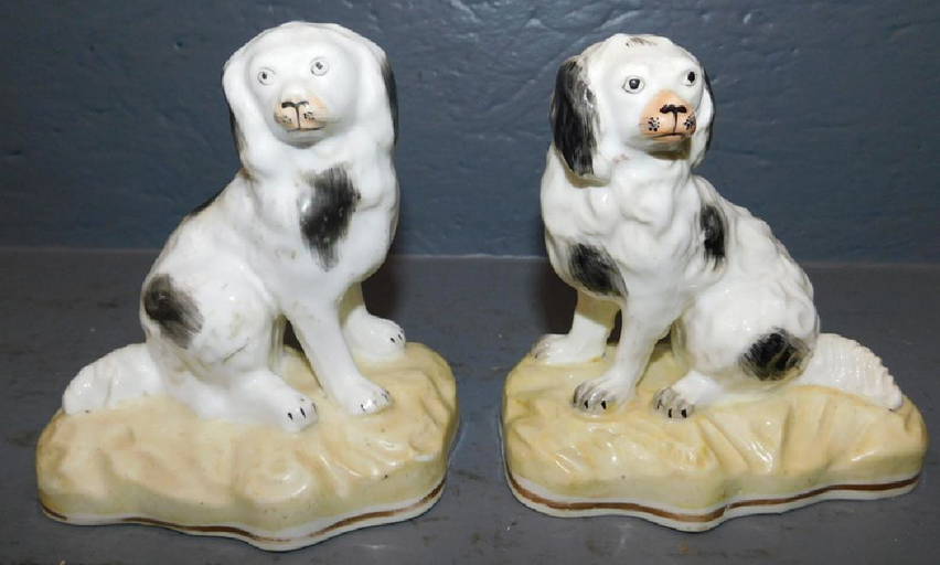 Pr. Black And Gold Staffordshire Mini Spaniels.