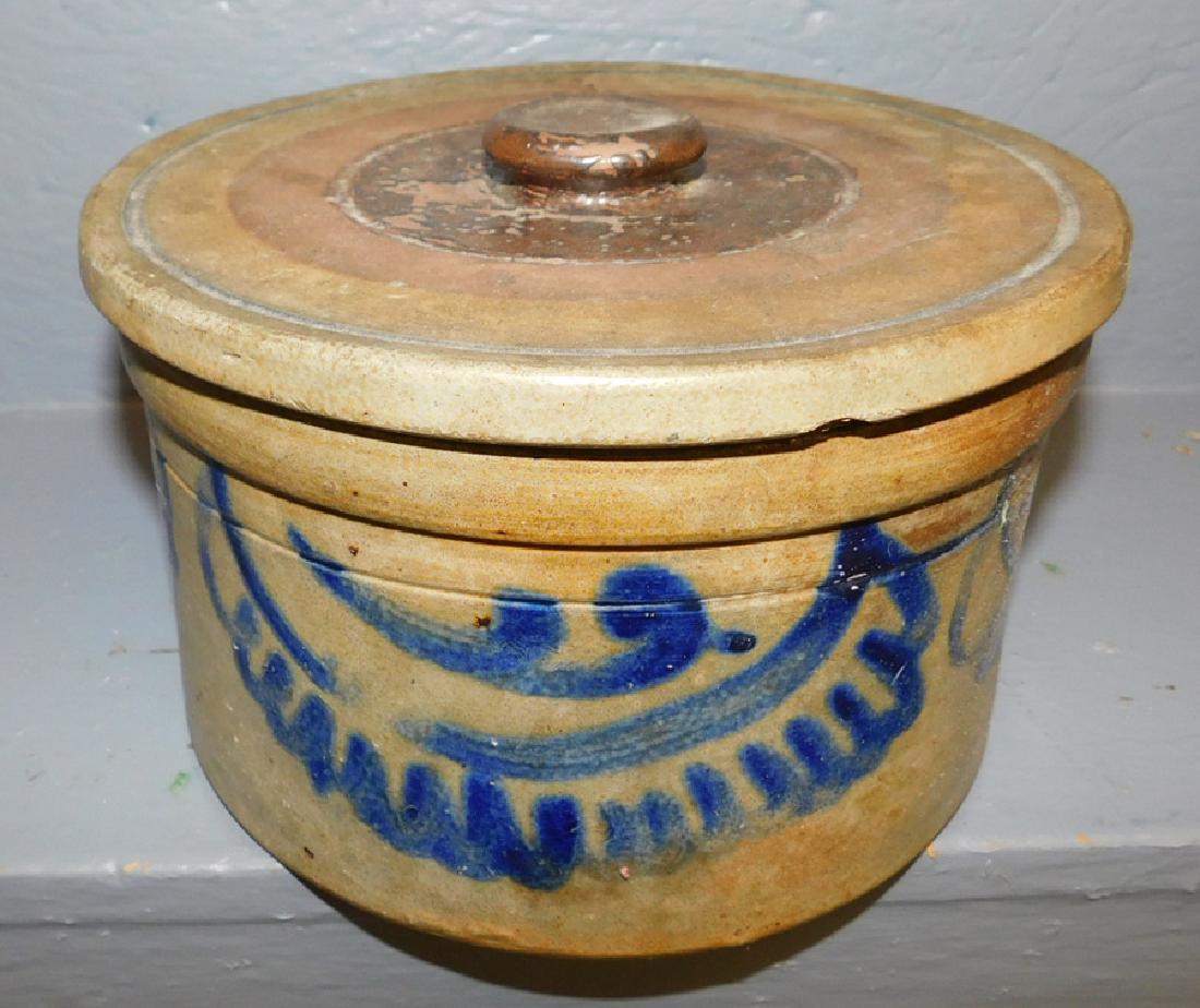 Salt glaze cake crock with original top