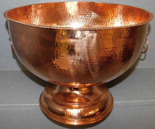 Hand Hammered Copper Ped. Punch Bowl