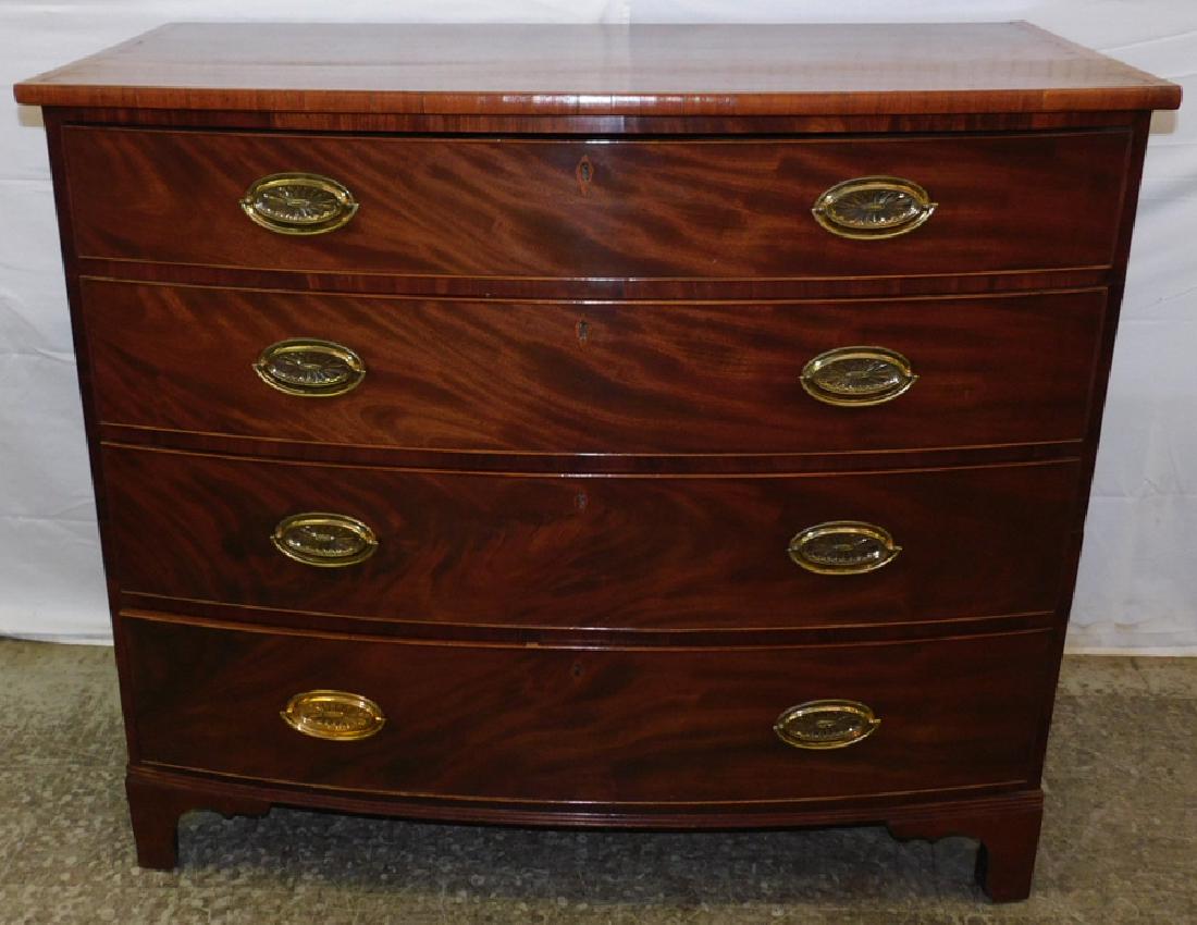 4 Dr Bow Front English Hepplewhite Chest