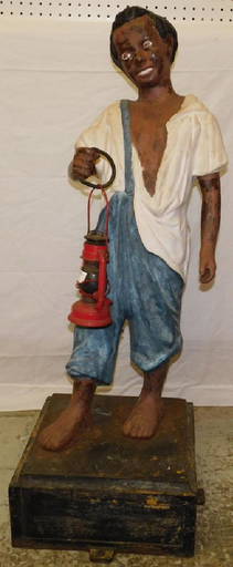 19th C Cast Iron Black Boy Hitching Post