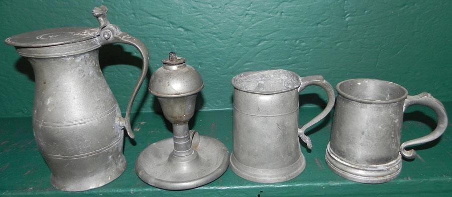 Four Early Pewter Items