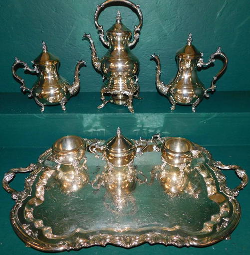 7 Pc Rogers Silver Plate Tea Set