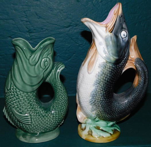 Two Majolica Fish Pitchers