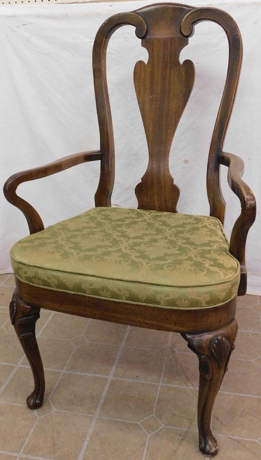 Mahogany Carved Queen Anne Arm Chair