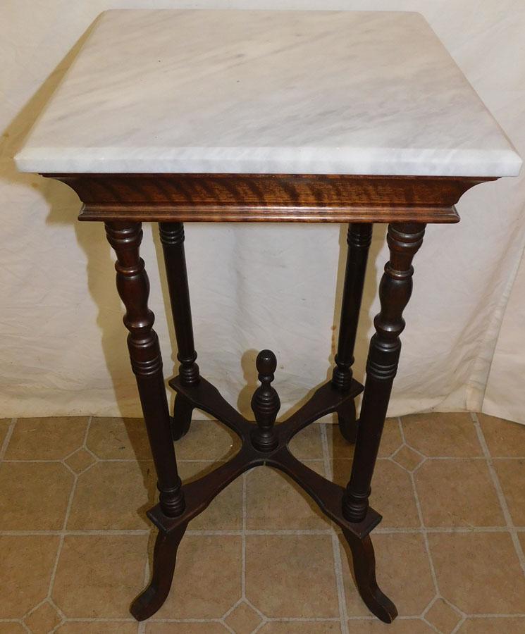 Mahogany Marble Top Plant Stand