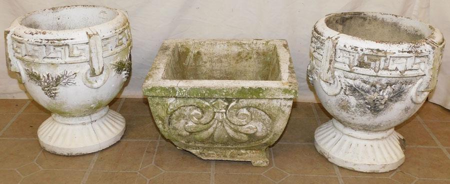 Pair Concrete Urns & Concrete Planter