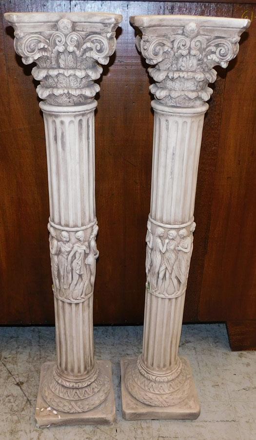Pair Of Molded Gesso Corinthian Column Pedestals
