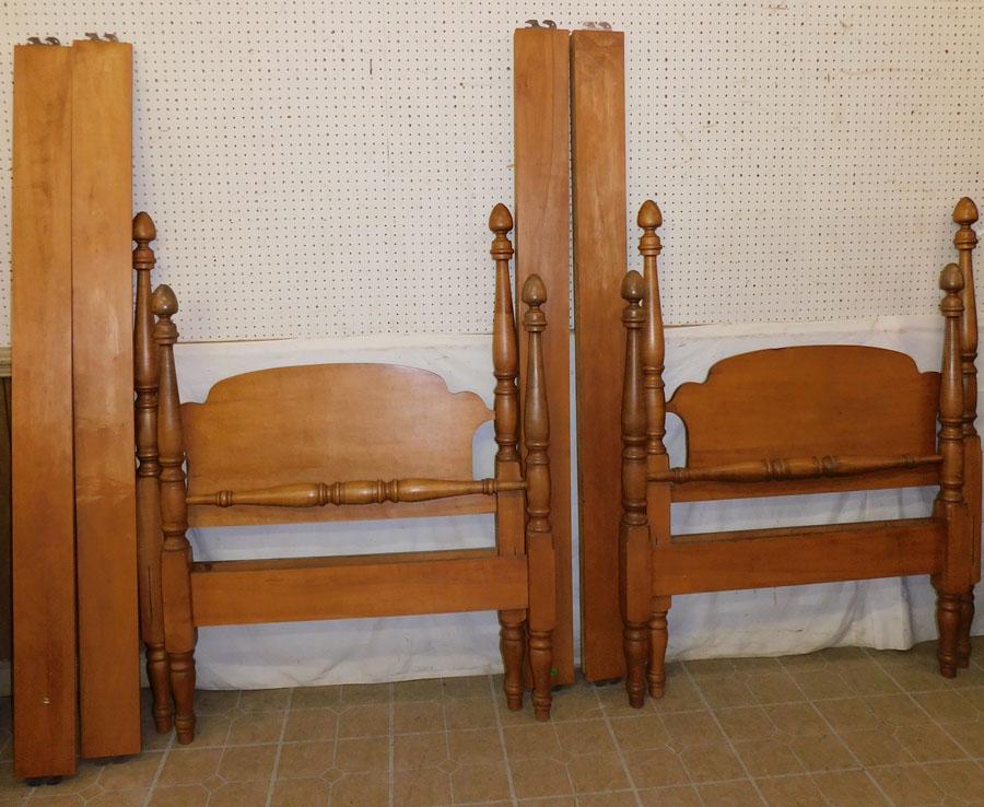 Pair Maple Twin Size Beds W/ Rails