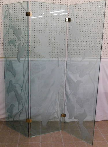 Etched Glass Hummingbird Deco 3-Panel Room Divider - Jan 19, 2022 ...