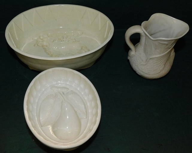 2 Wedgwood Molds & Parian Type Pitcher, (1 Mold As Is)
