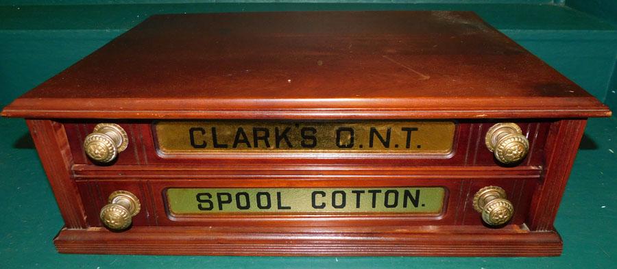 Antique Walnut 2 Drawer Clarks Spool Cabinet