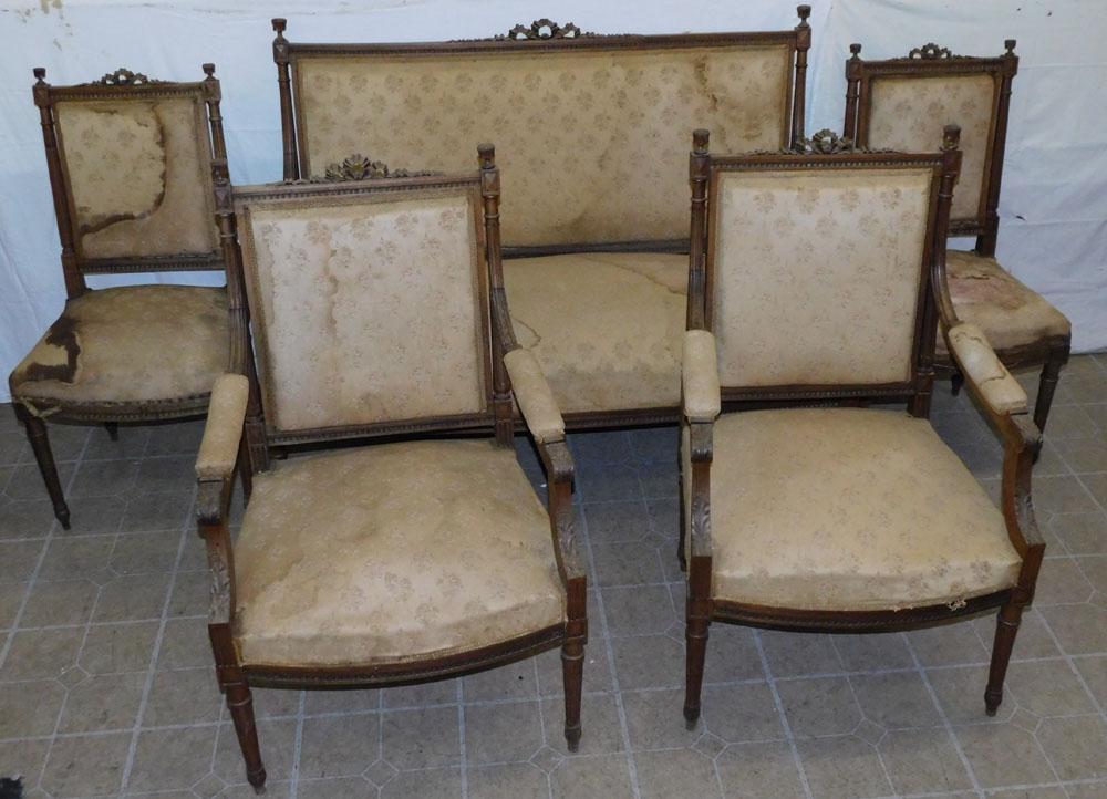 5 Piece Antique Carved Walnut Napoleon III Style Parlor Set - Oct 24 ...