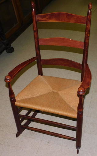 Birch Ladder Back Rush Bottom Shaker Rocker (#0743) on Jan 02, 2023 ...