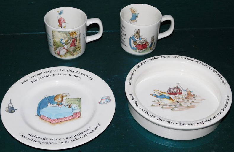 4 Piece Wedgwood Peter Rabbit Nursery Set