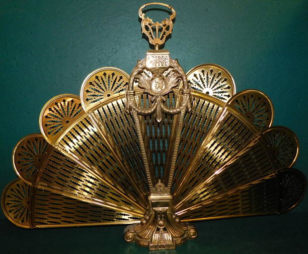 Brass Peacock Fire Screen