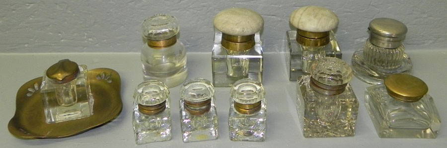 10 19th Century Assorted Inkwells.