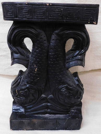 Painted Carved Wood Dolphin Stand